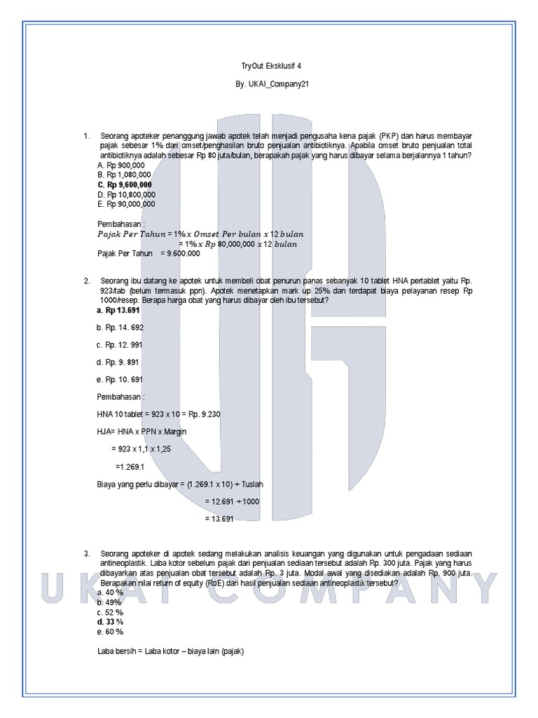 TryOut Eksklusif 4 Ukai Company | PDF | Sains & Matematika