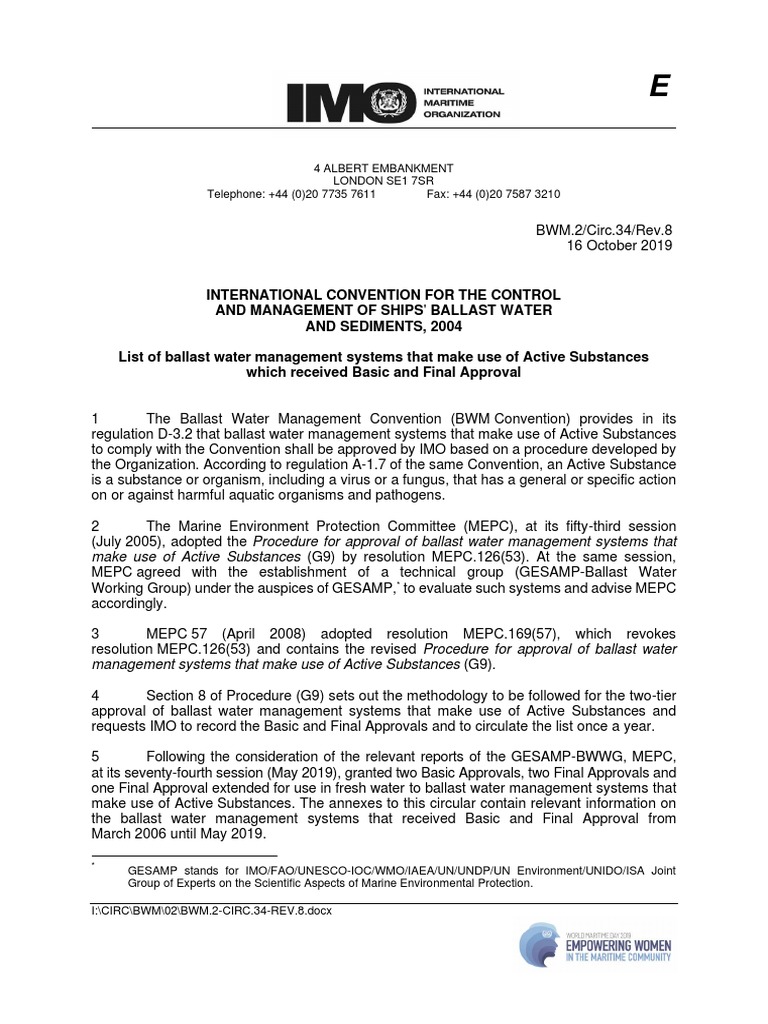 BWM Convention 2004 | PDF | Water Transport