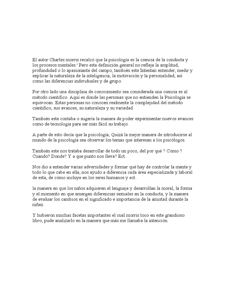 Psicología según Charles Morris | PDF