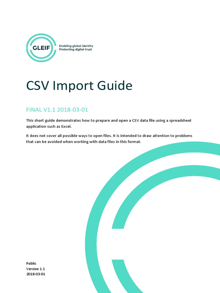 2018-03-01 CSV Import Guide v1.1 | PDF | Comma Separated Values | Microsoft Excel