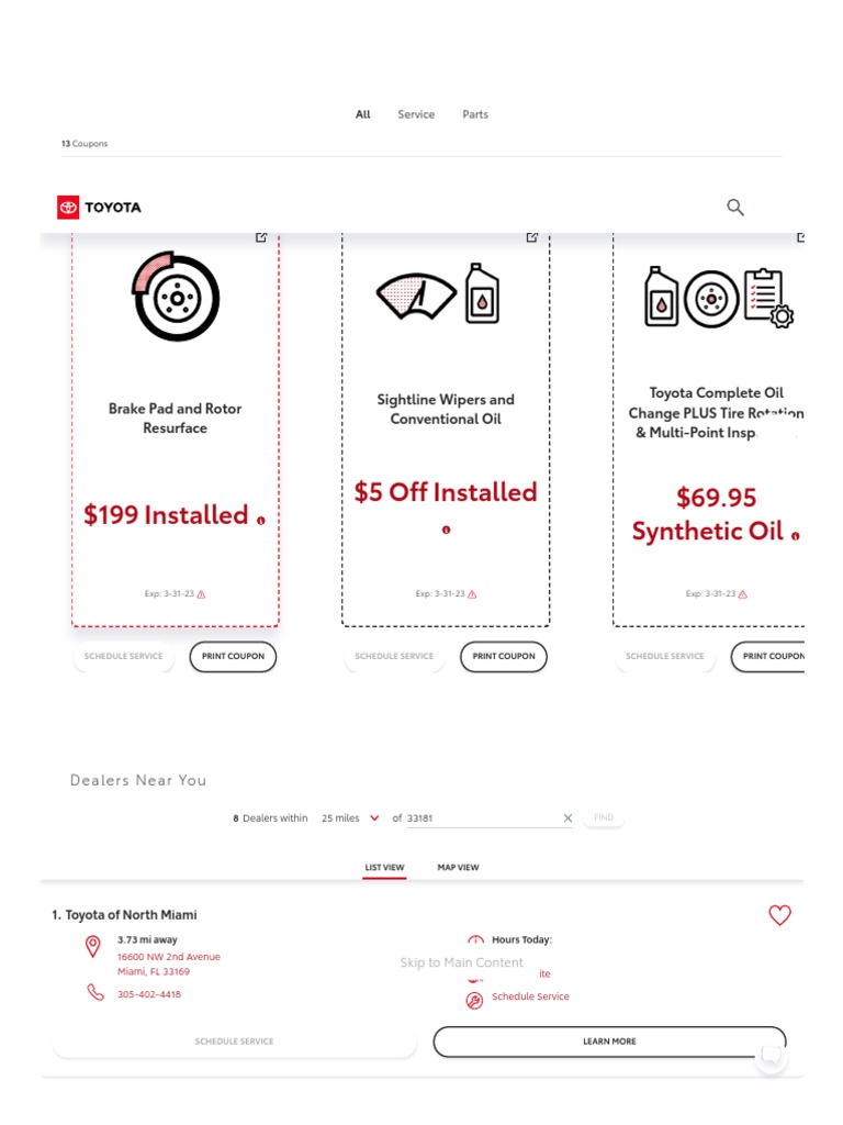 Toyota Coupons - Toyota Parts & Service Deals and Offers | PDF