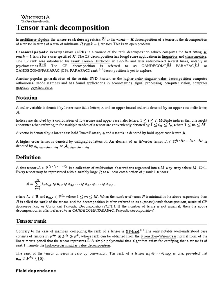 Tensor Rank Decomposition | PDF | Geometry | Algebra