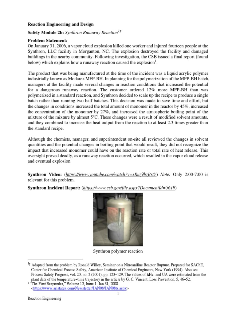 344ReactionEngrModule (2) PS Synthron | PDF | Risk | Hazards