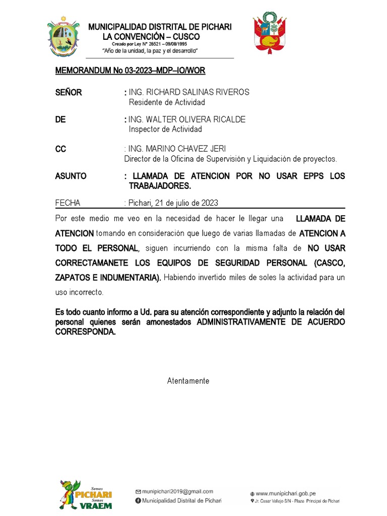 Uso Incorrecto de EPP: Llamada de Atención | PDF