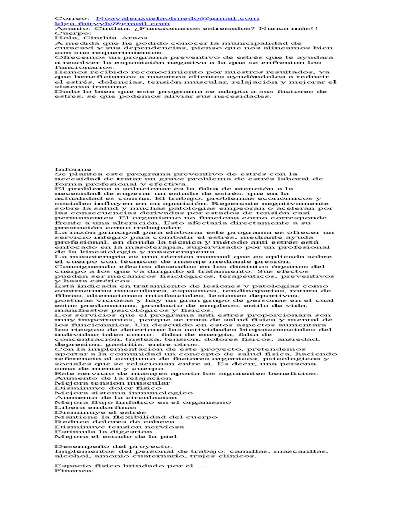 Yamilet Alexandra HernÃ¡Ndez Faity Programa | PDF | Estrés (biología) | Masaje