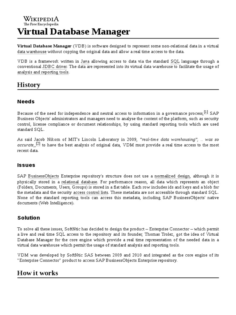 Virtual Database Manager | PDF | Databases | Information Management