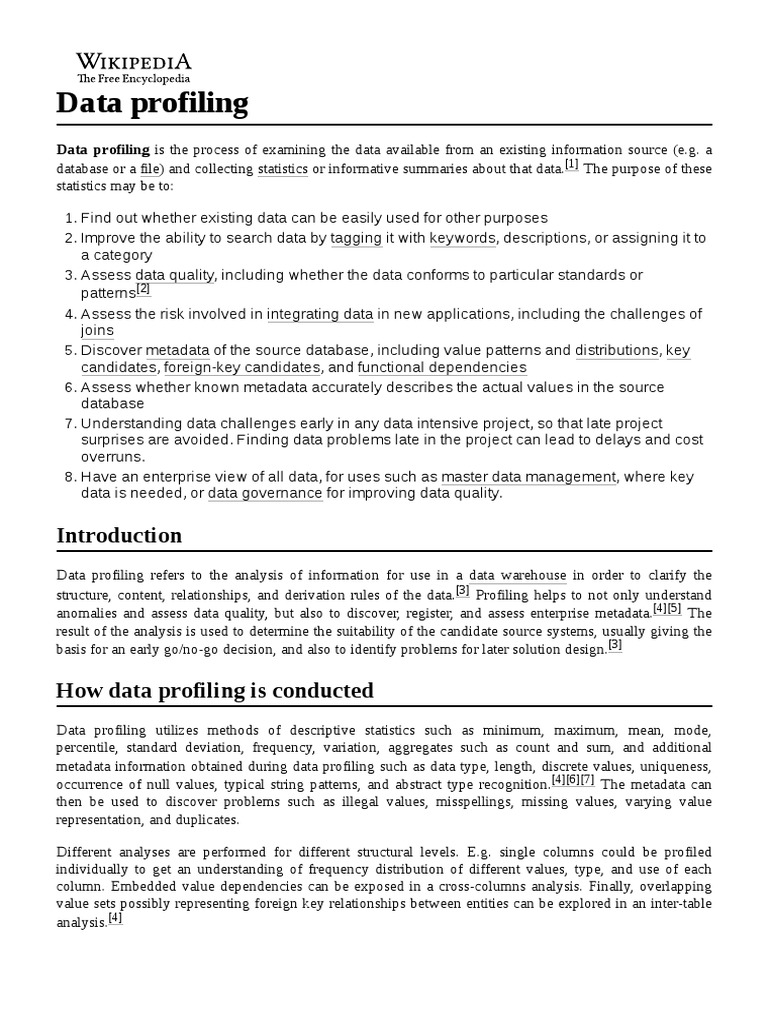 Data Profiling Pdf Systems Theory Analysis