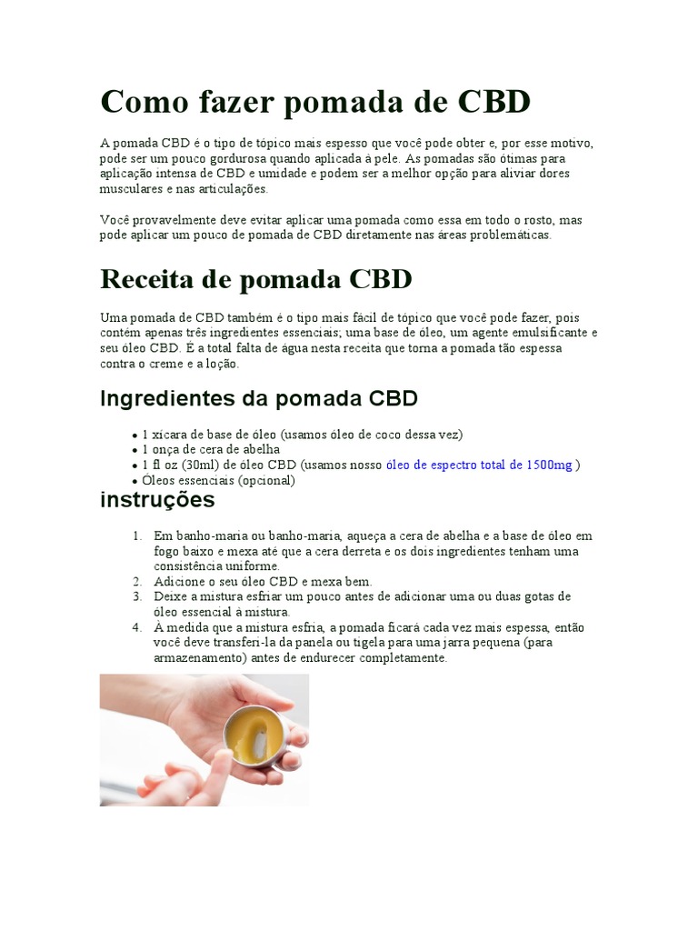 Como Fazer Pomada de CBD | PDF | Gastronomia, comida e vinho | Autoajuda Como Fazer Pomada de CBD | PDF | Gastronomia, comida e vinho | Autoajuda