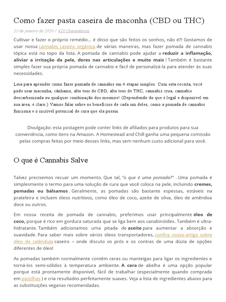 Como Fazer Pasta Caseira de Maconha | PDF | Cannabis (droga) | Cannabis
