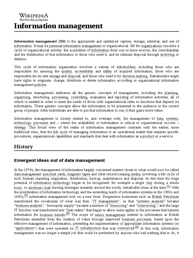 Information Management | PDF | Information Management | Systems Science