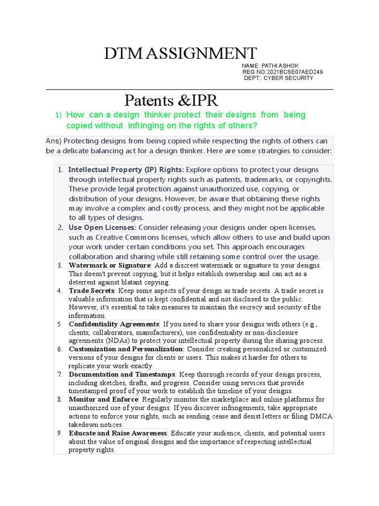 Patents &ipr 249 | PDF | Intellectual Property | Design Thinking