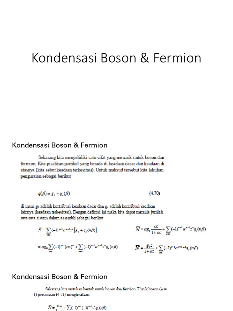 Kondensasi Boson & Fermion | PDF