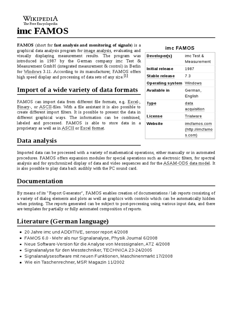 Imc FAMOS | Download Free PDF | Software | Computer Engineering Imc FAMOS | Download Free PDF | Software | Computer Engineering