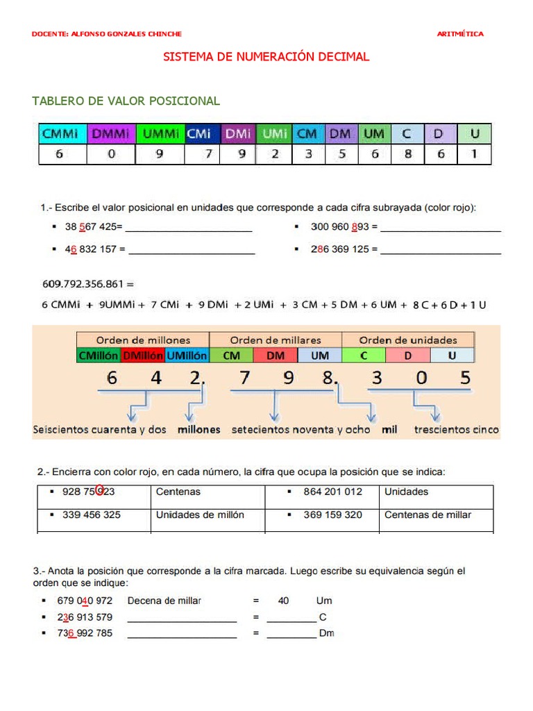Sistema de Numeración Decimal 1 | PDF