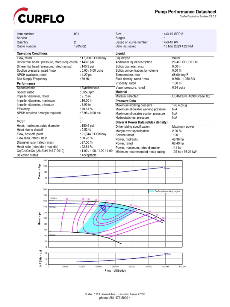 Pump System 17k BPD 143psi Cunduacán | PDF | Pump | Mechanics