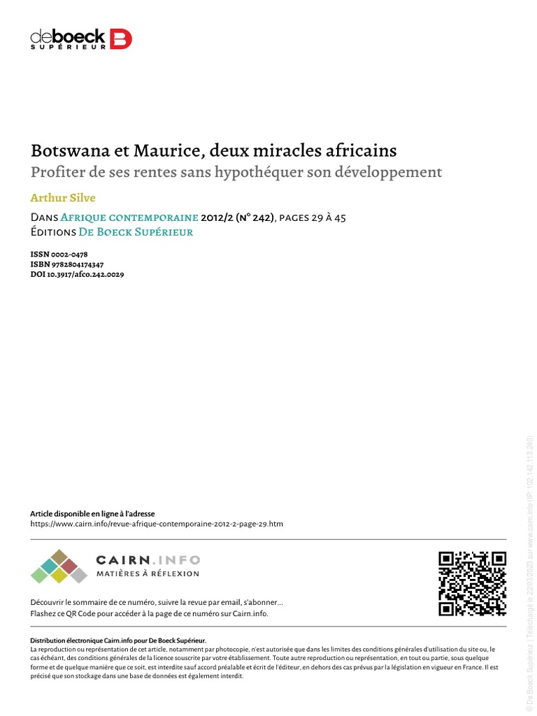 Botswana et Maurice : modèles de réussite | PDF | Afrique | Botswana