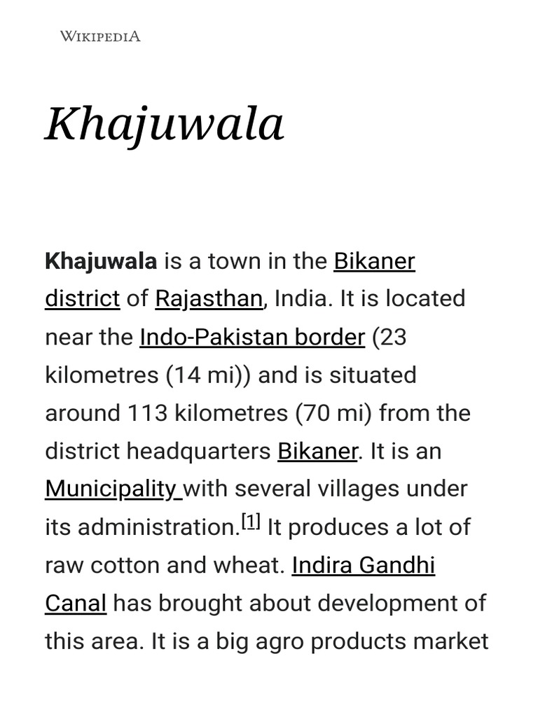 Khajuwala - Wikipedia | PDF
