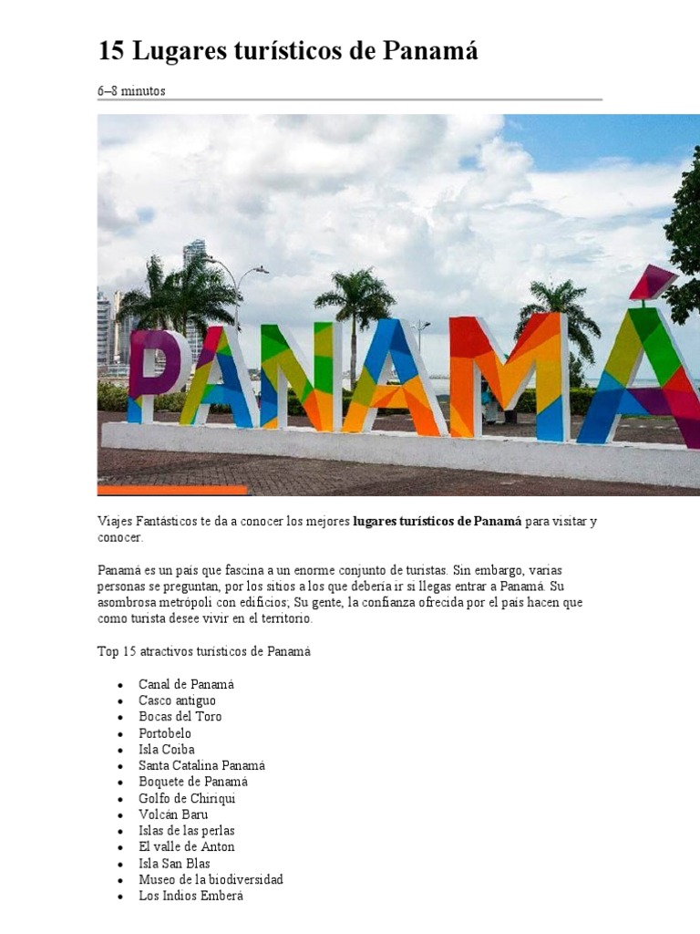 15 Lugares Turísticos de Panamá | PDF | Panamá | Isla