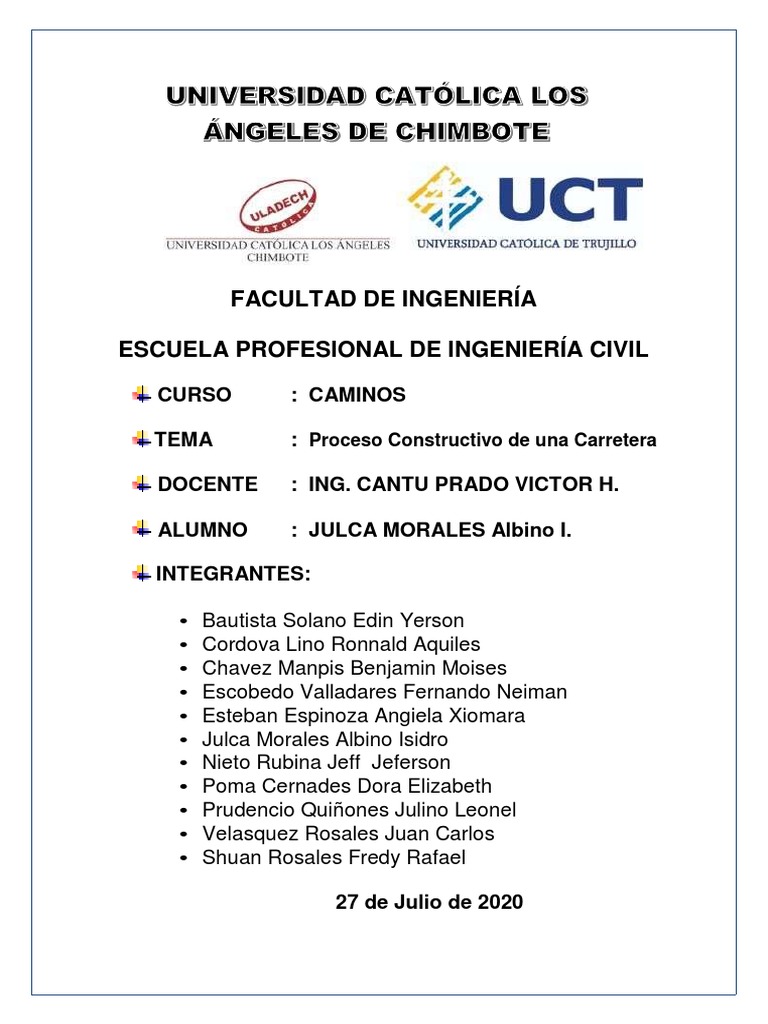 Proceso Constructivo de Una Carretera | PDF | La carretera | Hormigón