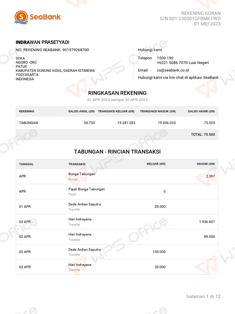 Bank Statement for SeaBank Users | PDF