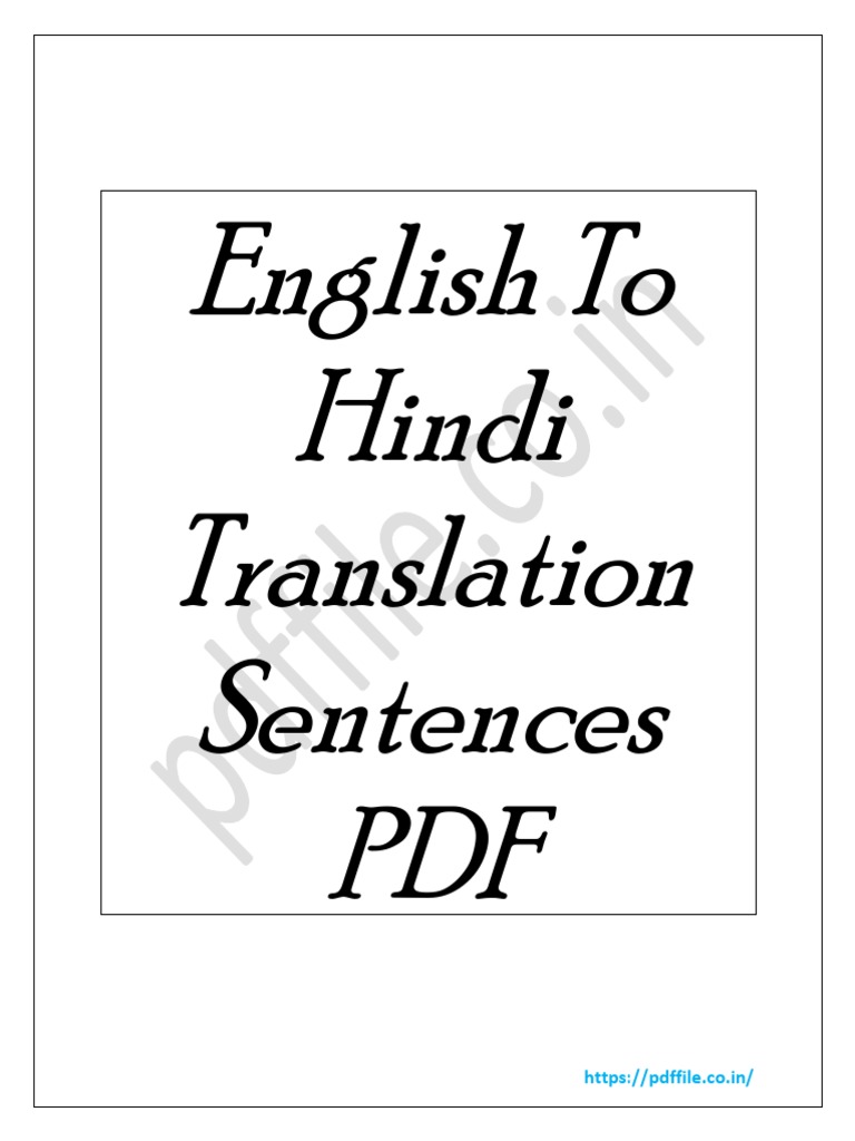 English To Hindi Translation Sentences Pdf