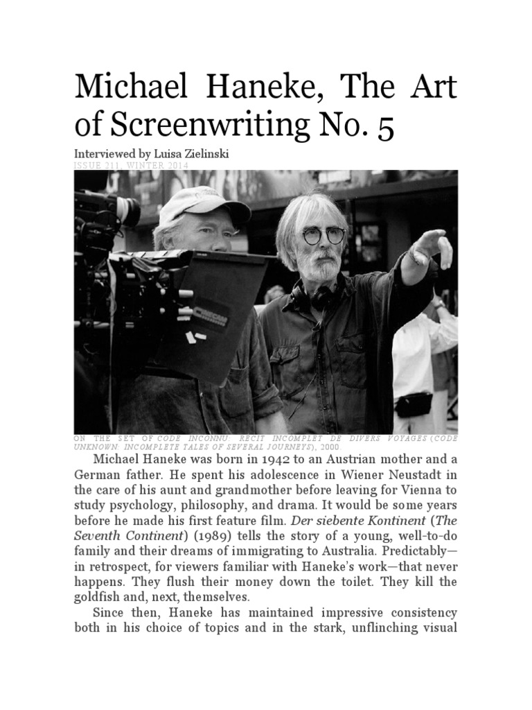 Michael Haneke - The Art of Screenwriting | PDF | Experience