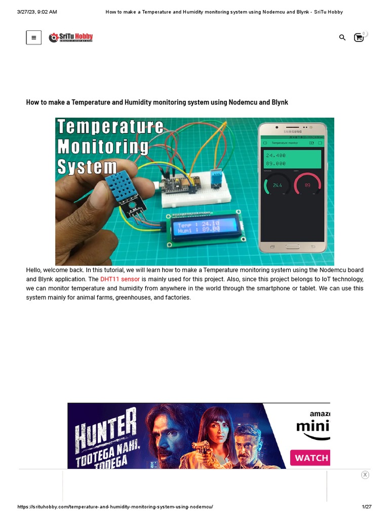 How To Make A Temperature and Humidity Monitoring System Using Nodemcu and Blynk | PDF | Arduino ...