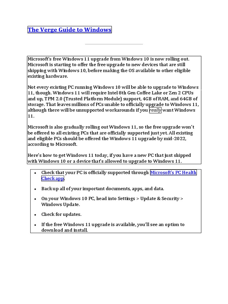 Windows 10 to Win 11 Upgrade | PDF