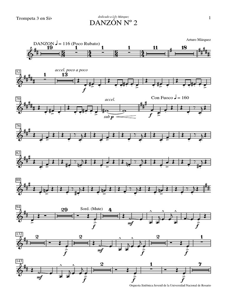 Danzón No. 2 for Trumpet and Orchestra | PDF | Musical Notation ...