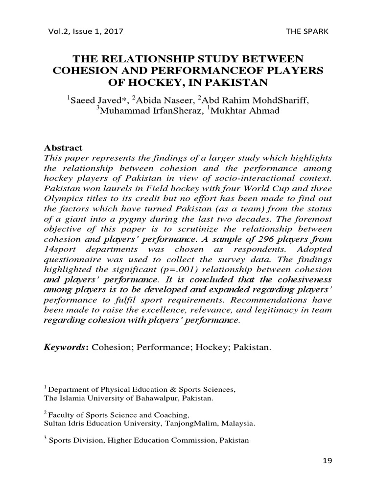 The Relationship Study Between Cohesion | PDF | Survey Methodology ...