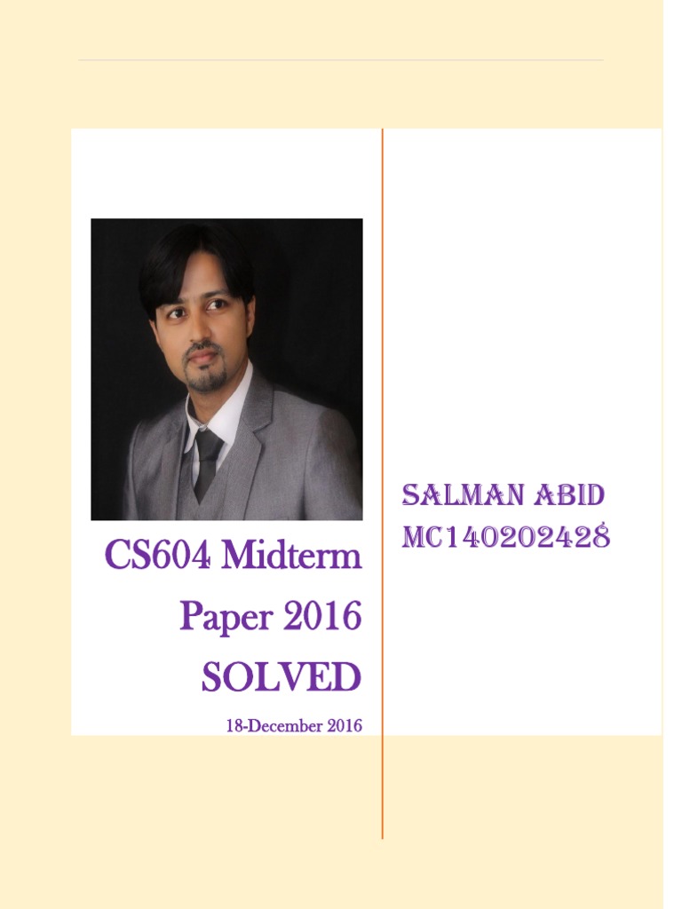 CS604 Midterm Papers | PDF | Operating System | Process (Computing)