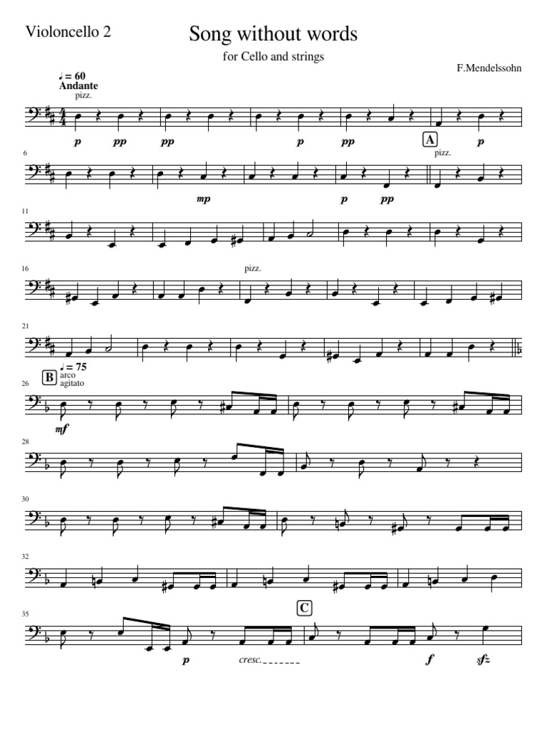 Mendelssohn Cello Song Without Words | PDF | Musical Compositions ...