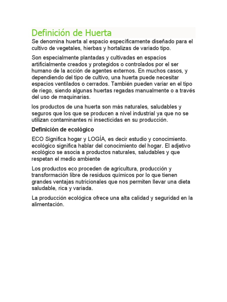 Definición de Huerta | PDF