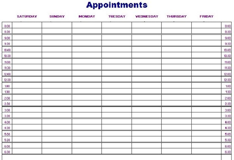 Appointments Schedule Template | PDF