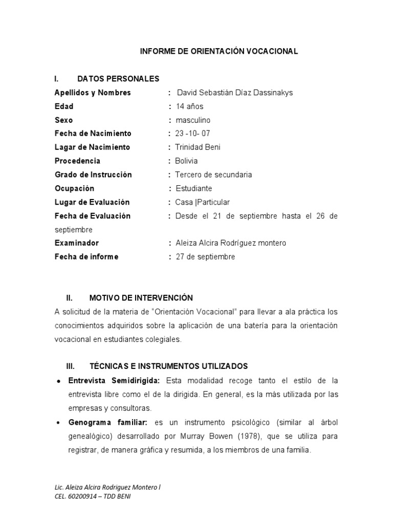 INFORME de Devolución | PDF | Inteligencia | Evaluación