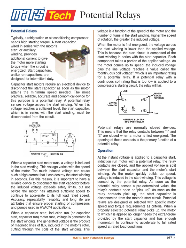 Potential Relay | PDF | Relay | Electric Motor