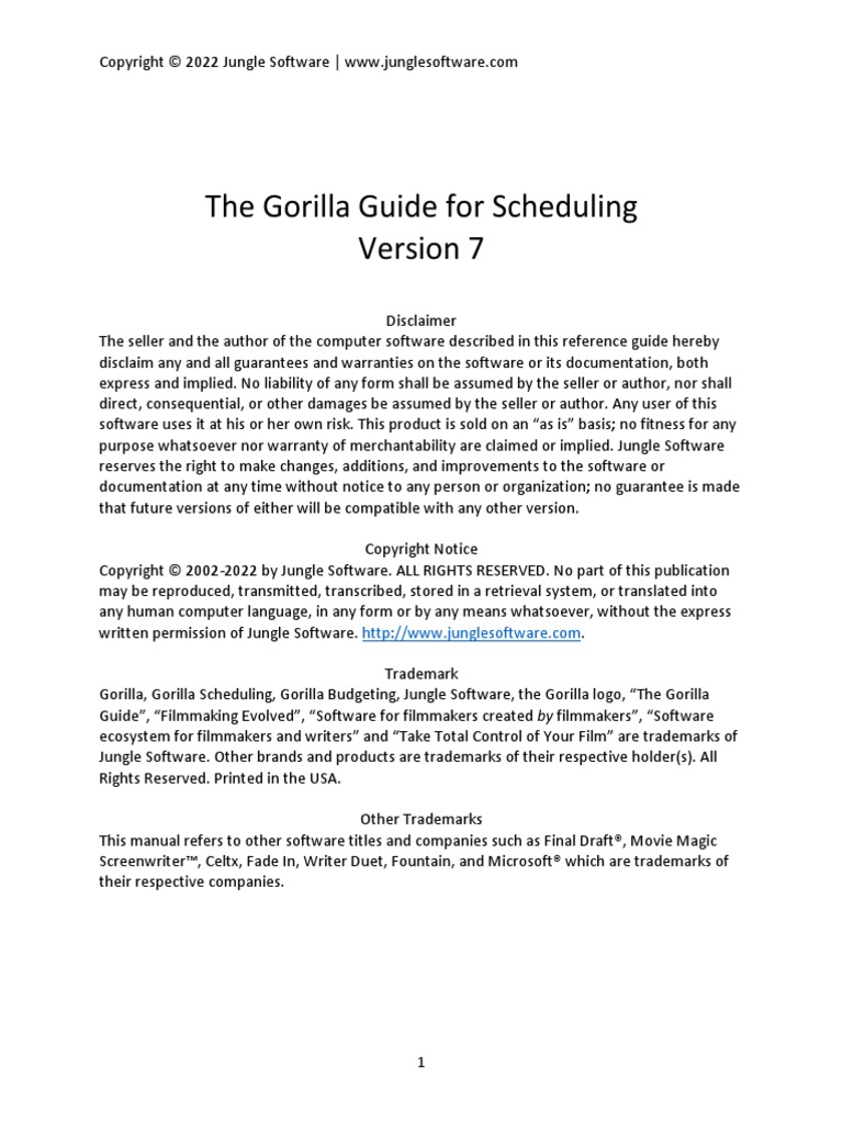 The Gorilla Guide For Scheduling | PDF | Screenplay | Implied Warranty