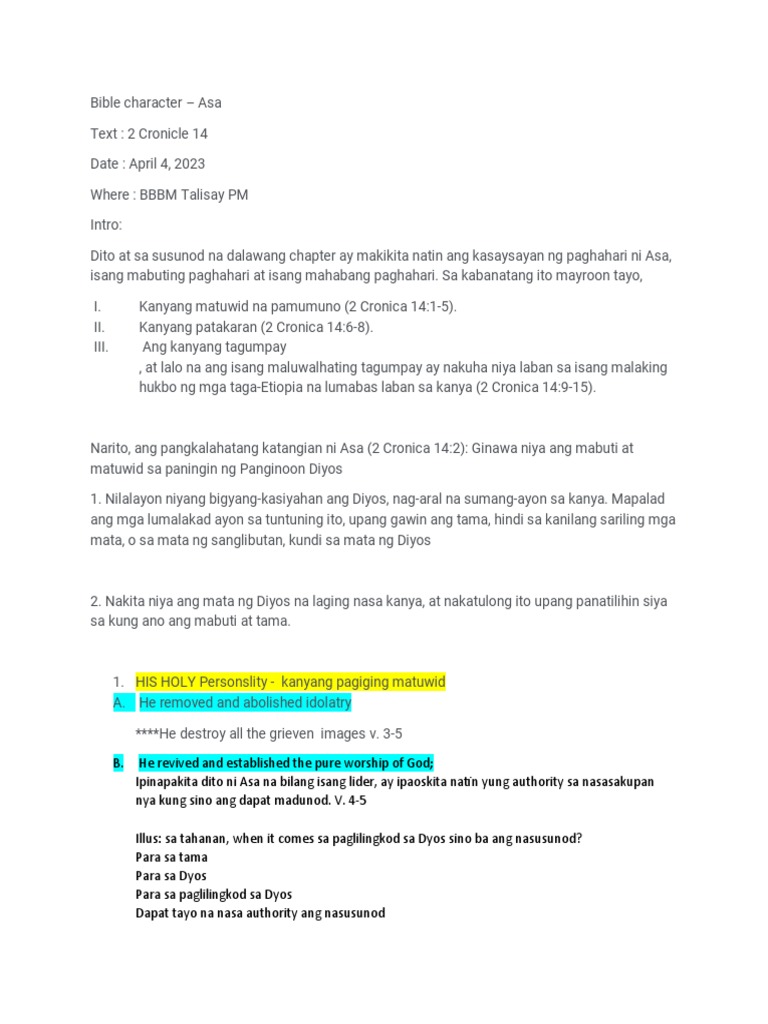 Asa - Bible Character | PDF