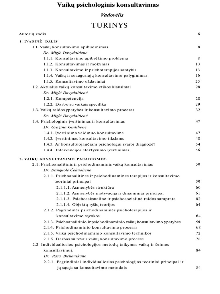 Vaiku Psichologinis Konsultavimas | PDF