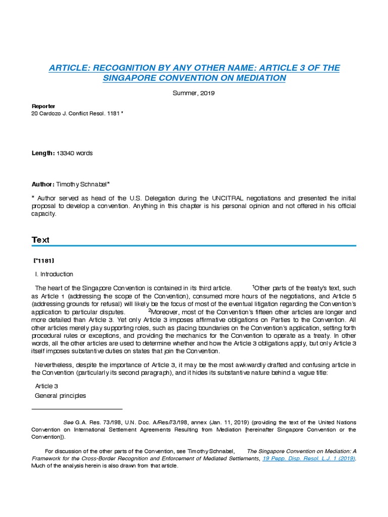 Article 3 of the Singapore Convention | PDF | Mediation | Arbitration
