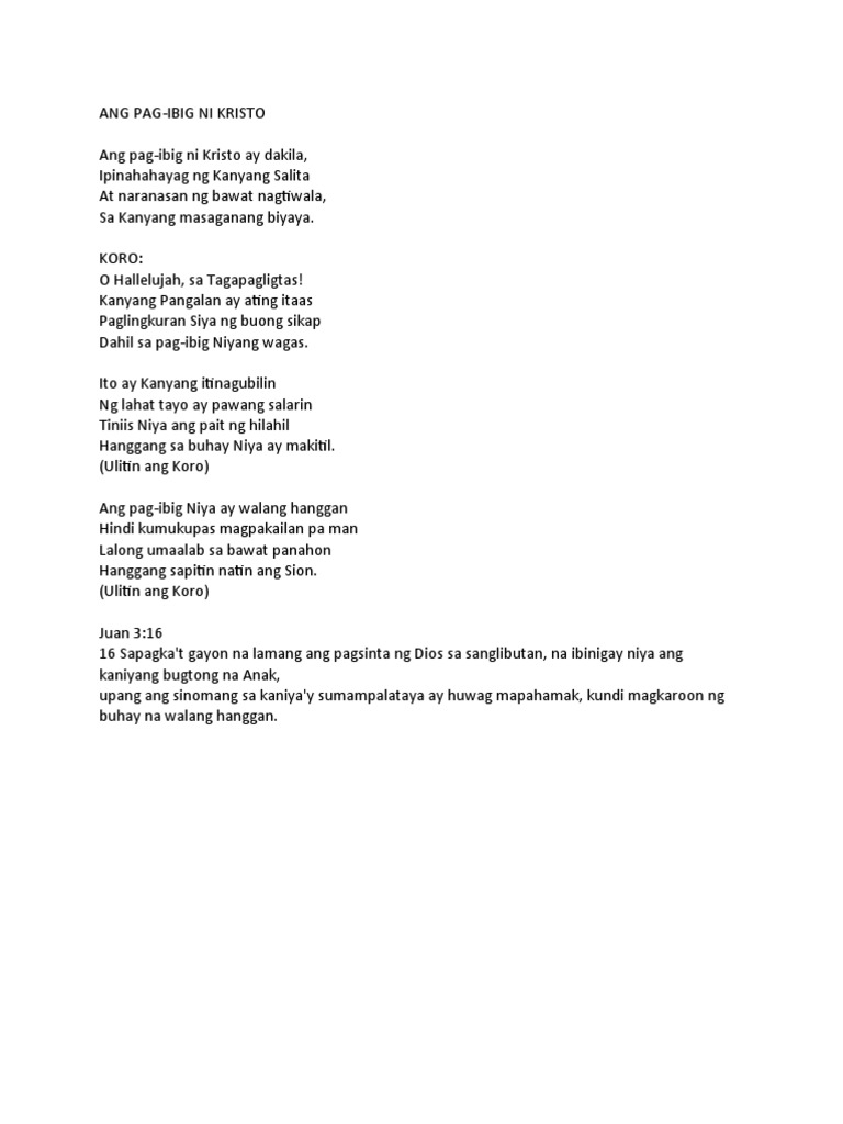 Ang Pag Ibig Ni Kristo - Lyrics | PDF