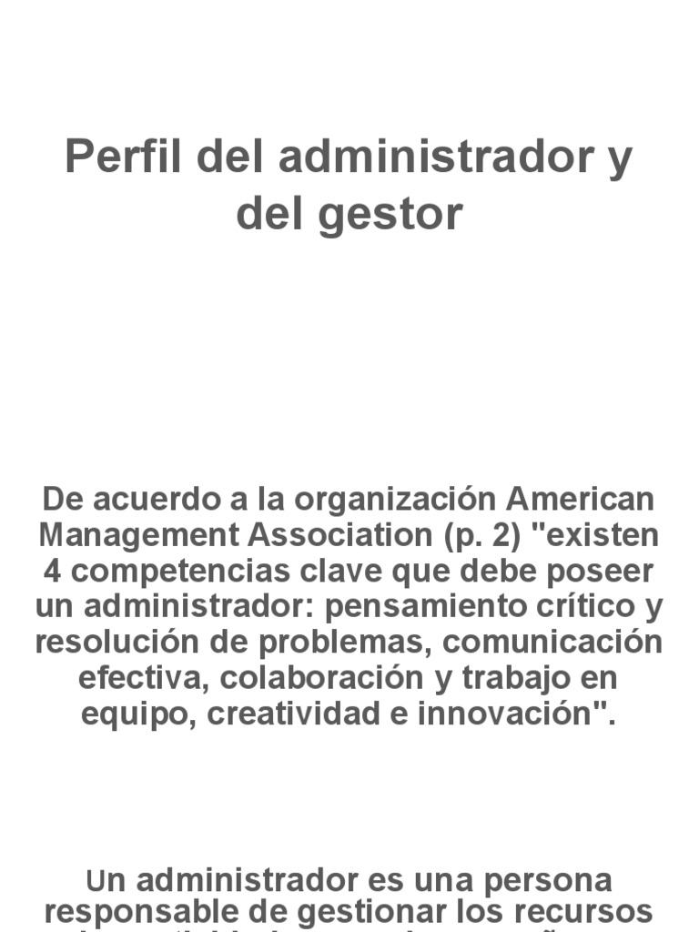 Perfil de Administrador y Del Gestor | PDF | Business | Planificación