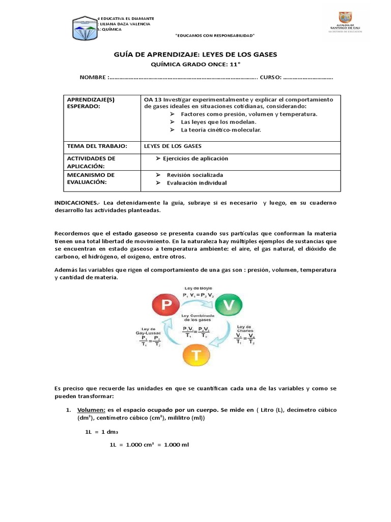Taller Leyes de Los Gases 2023 | PDF | Gases | Temperatura