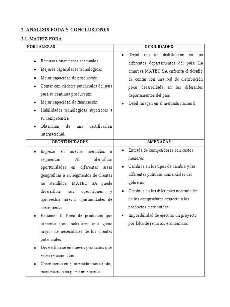 Analisis Foda y Conclusiones | PDF | Análisis FODA | Business