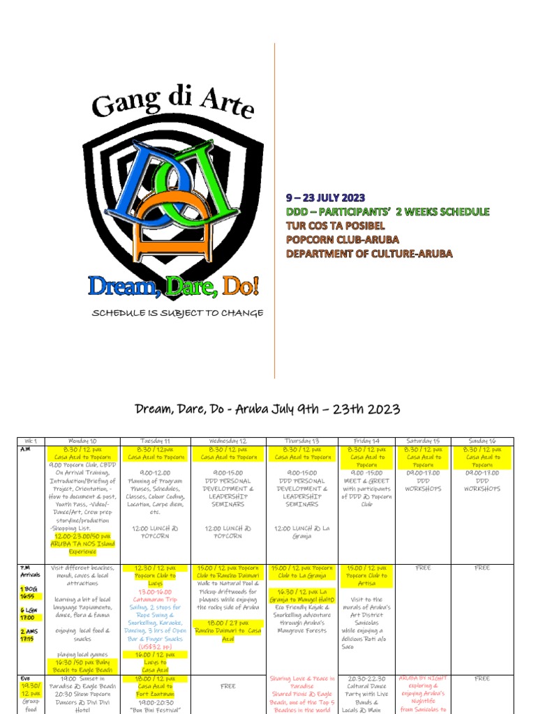 Dream Dear Do 2023 TIMETABLE | PDF