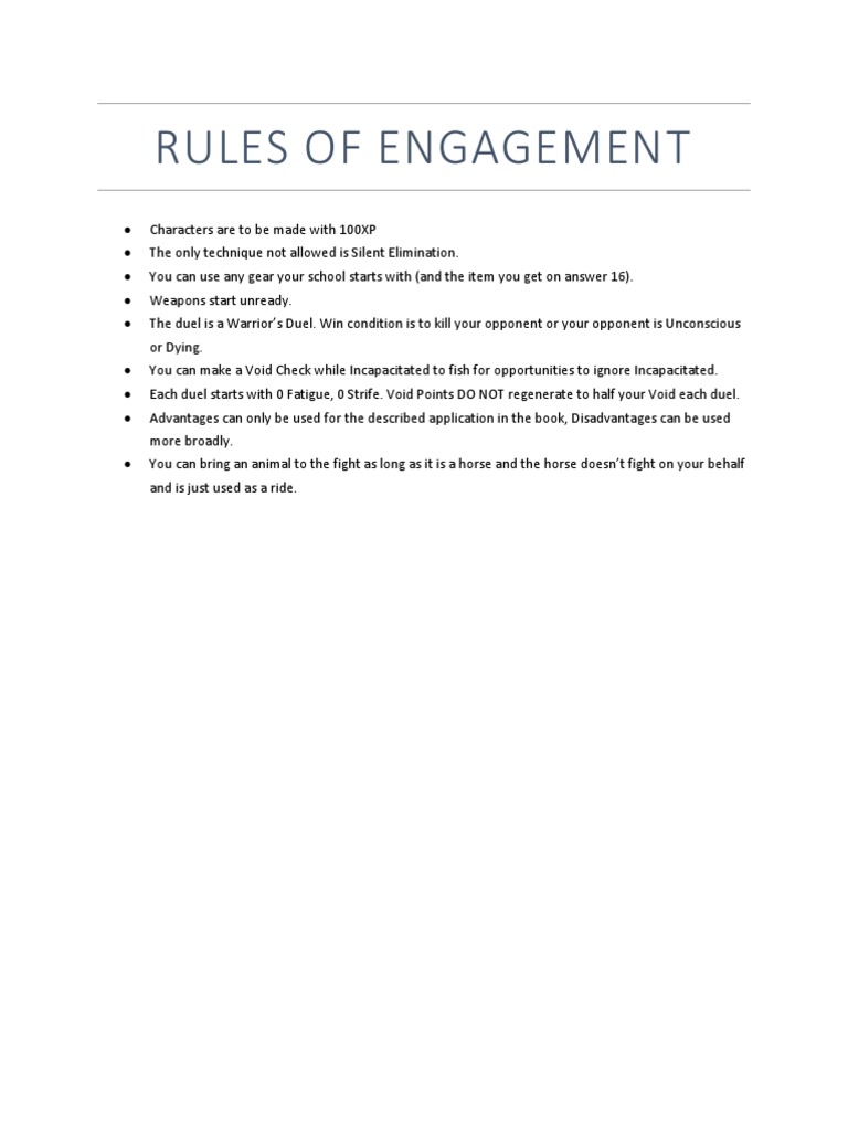 Rules of Engagement | PDF