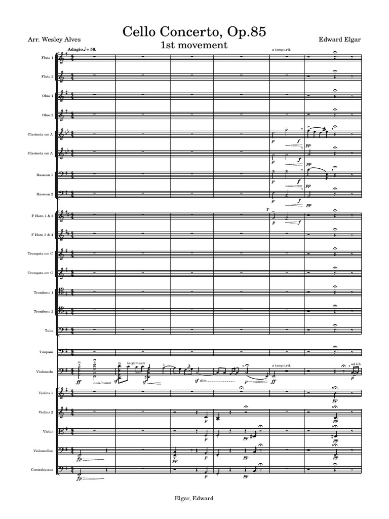 Cello Concerto Op.85 Edward Elgar | PDF | Concerto | Symphony Orchestras