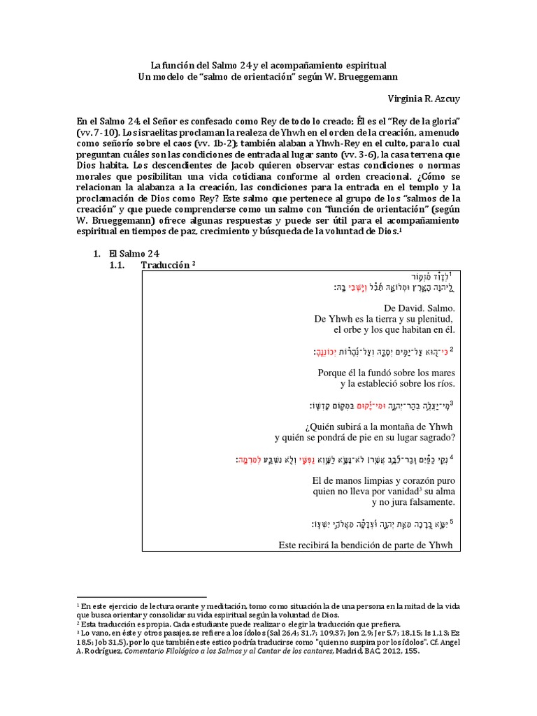 Azcuy La Función Del Salmo 24 y El Acompañamiento Espiritual 10.09.22 | PDF | Salmos | Dios