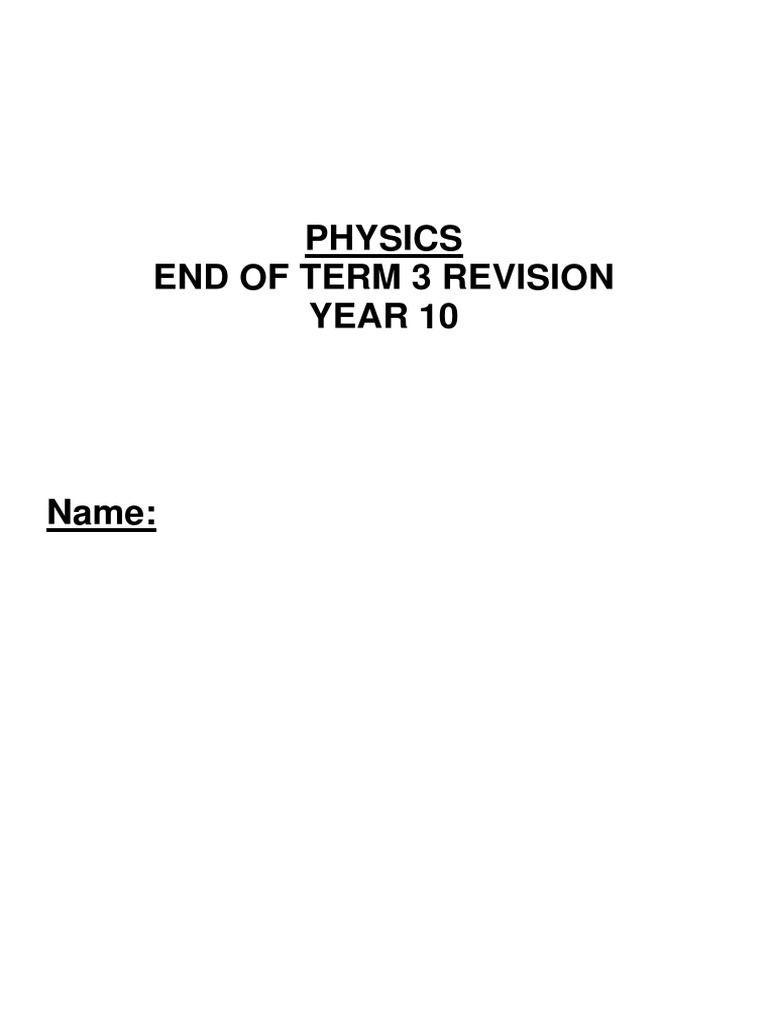 End of Term Revision | PDF | Light | Force