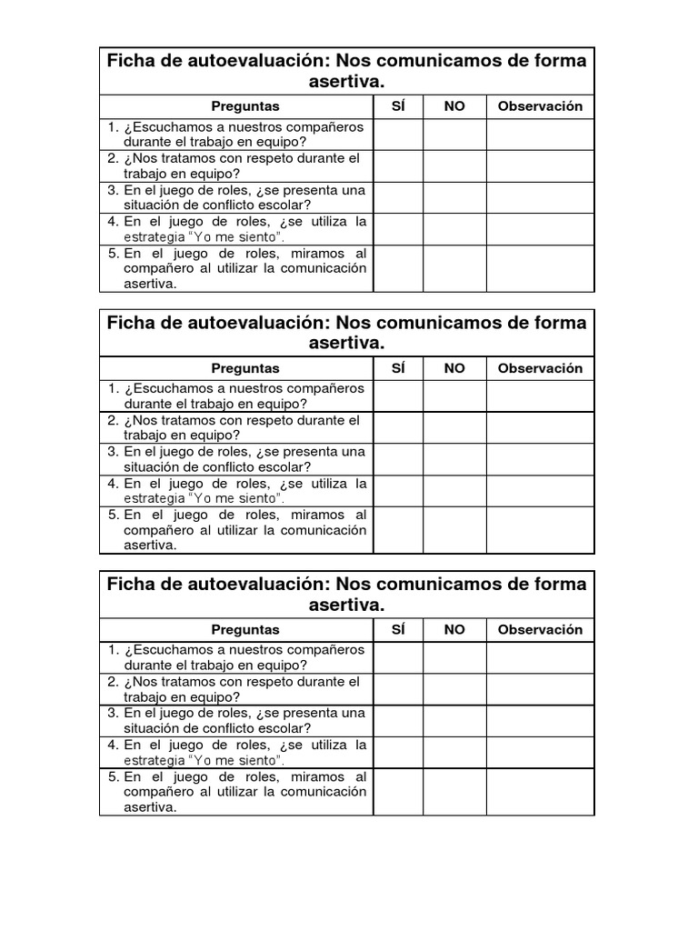 Ficha - Comunicación Asertiva | PDF